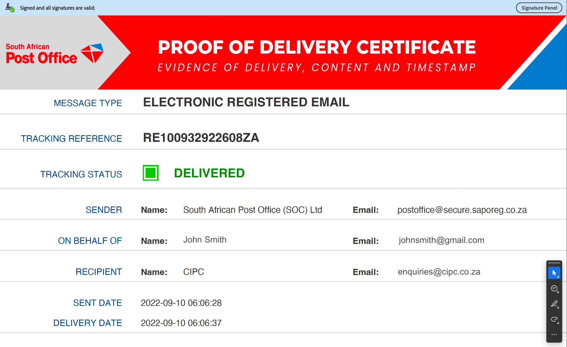 SAPO eRegistered Messaging